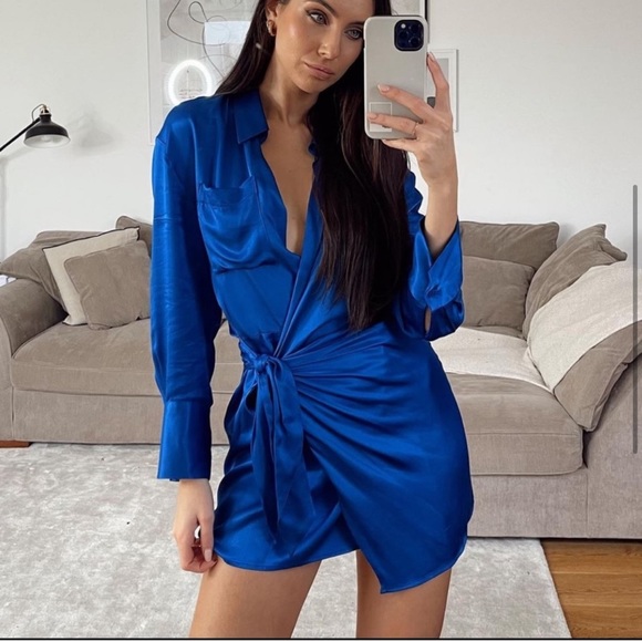 Zara | Dresses | Zara Satin Effect Wrap Dress | Poshmark